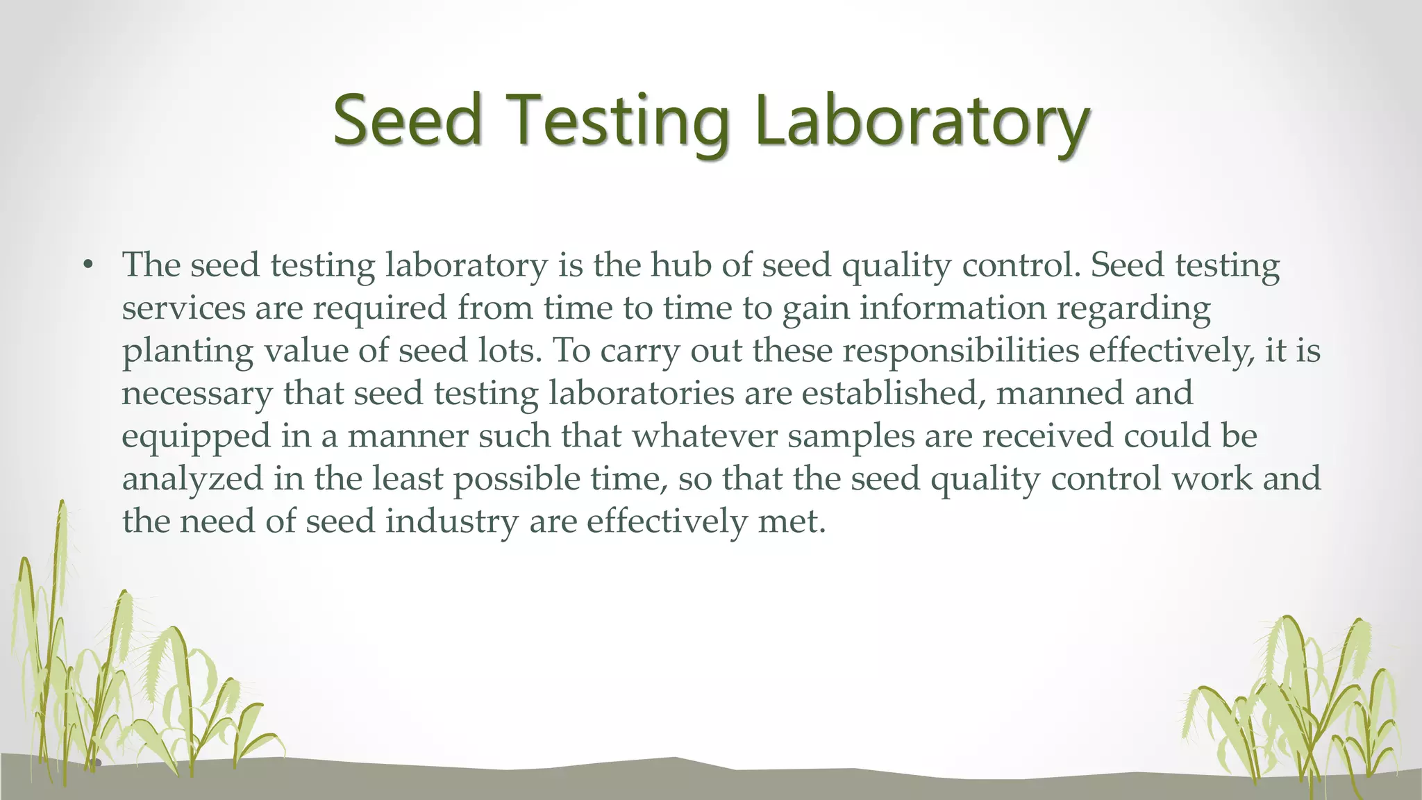 Seed testing and sampling | PPTX