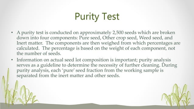 Seed testing and sampling | PPTX