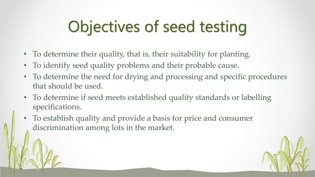 Seed testing and sampling | PPTX