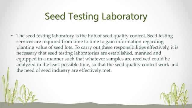 Seed testing and sampling | PPTX