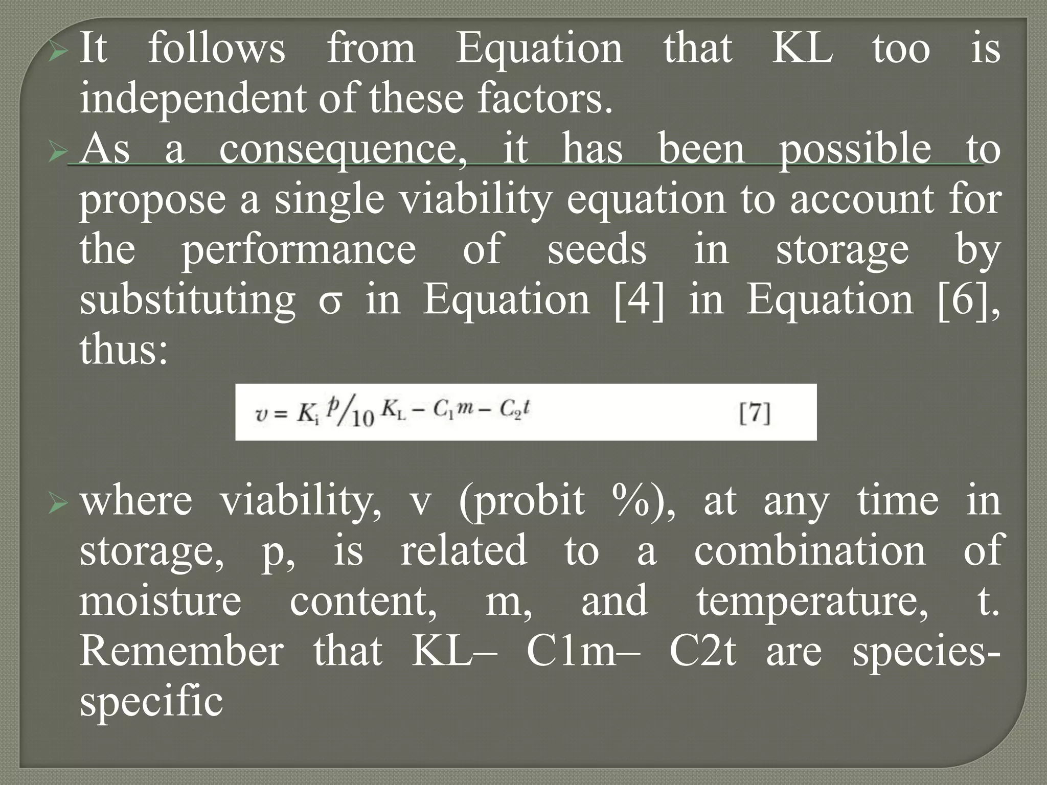 Seed viability equations and application of nomograohs in storage | PPTX