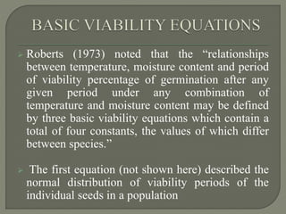 Seed viability equations and application of nomograohs in storage | PPTX