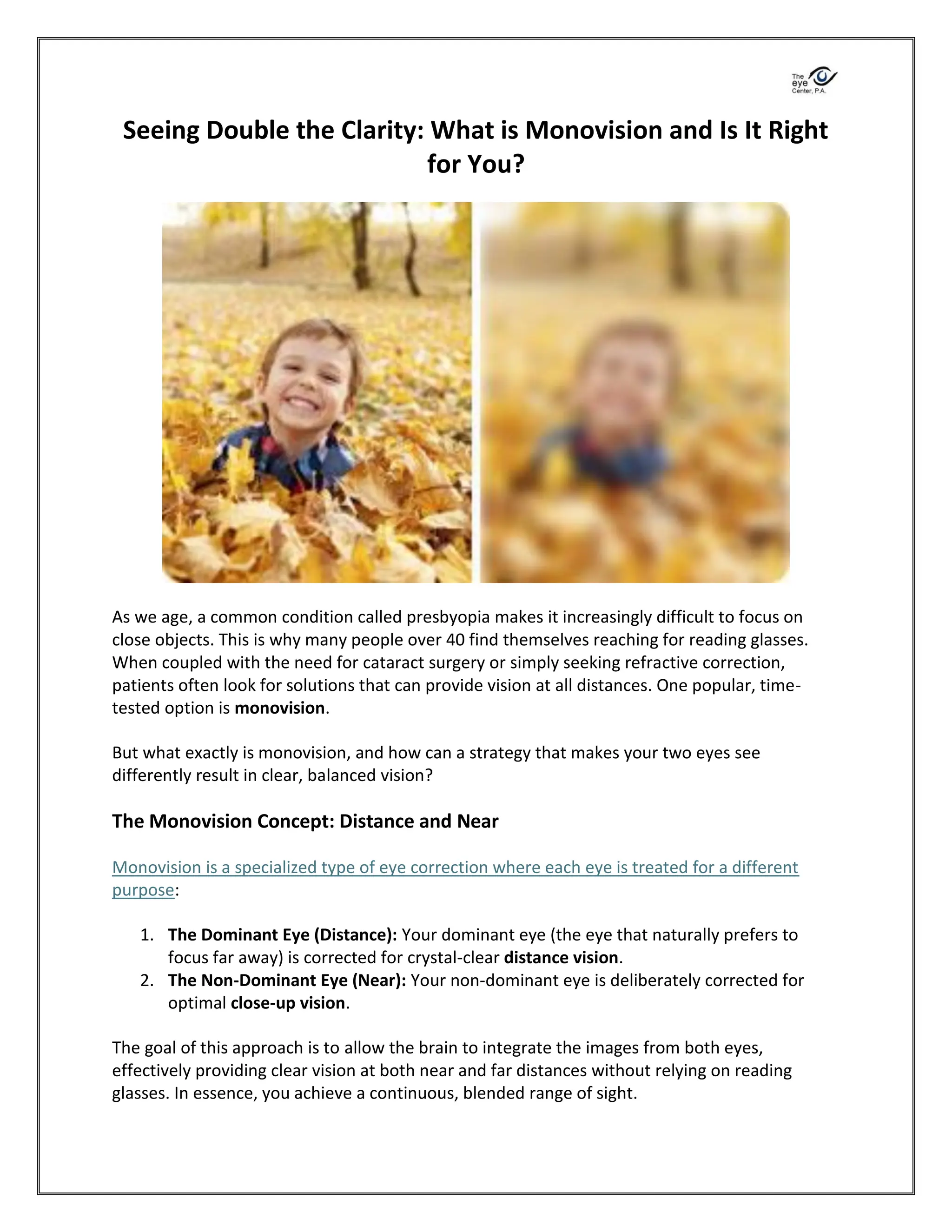 Seeing Double the Clarity: What is Monovision and Is It Right for You ...