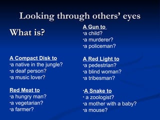 Seeing your World through other Eyes | PPT