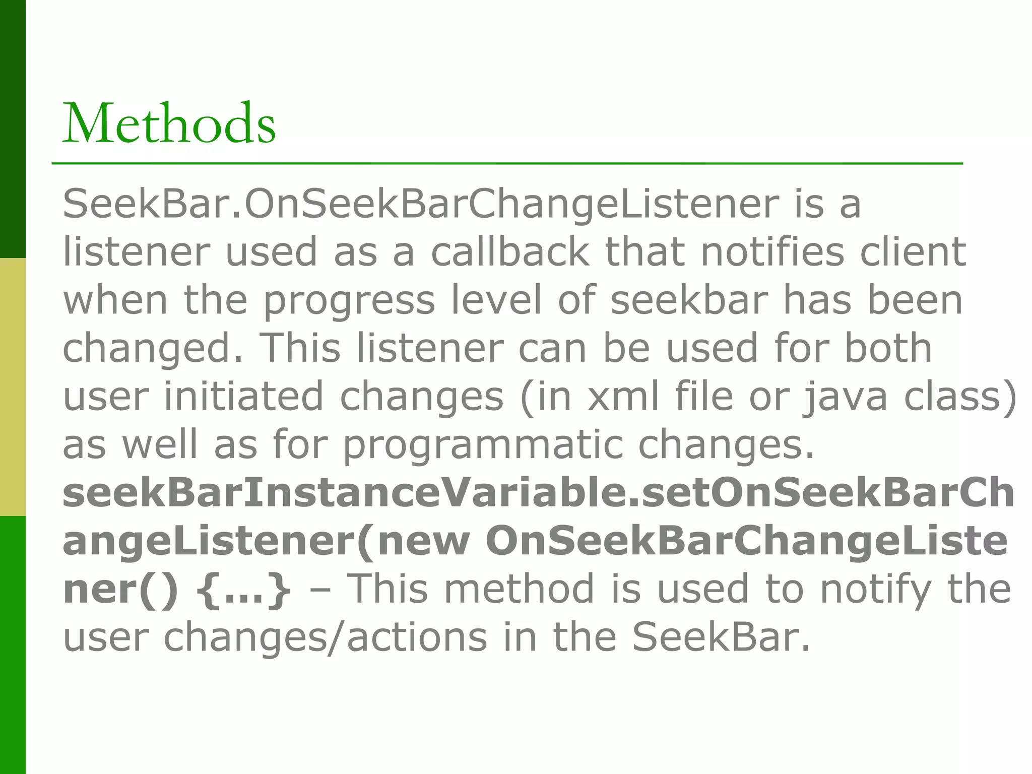 SeekBar in Android | PPT