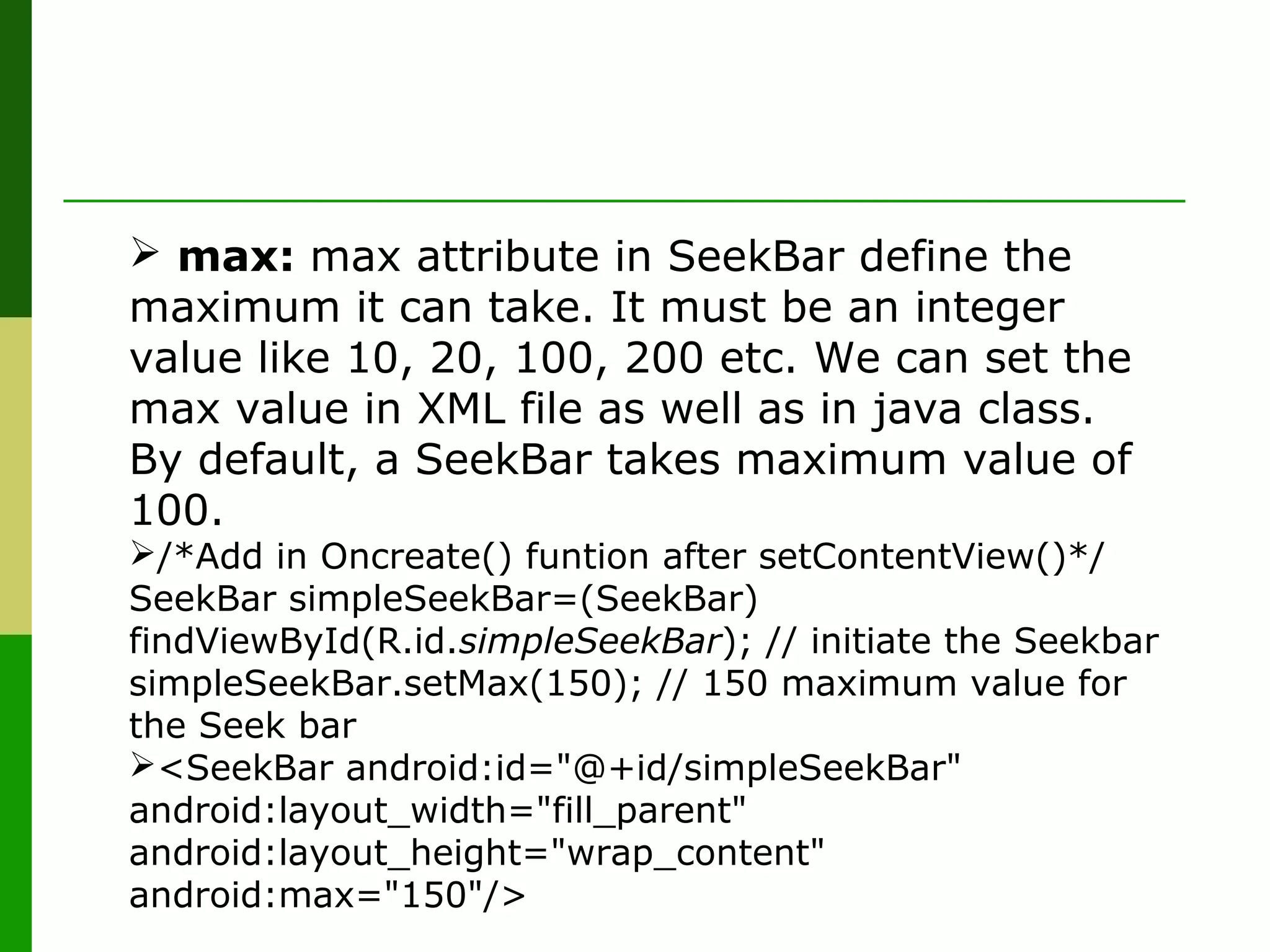 SeekBar in Android | PPT