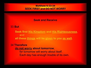 BIBLE - Seek First The Kingdom Of God - Still | PPTX | Christianity ...
