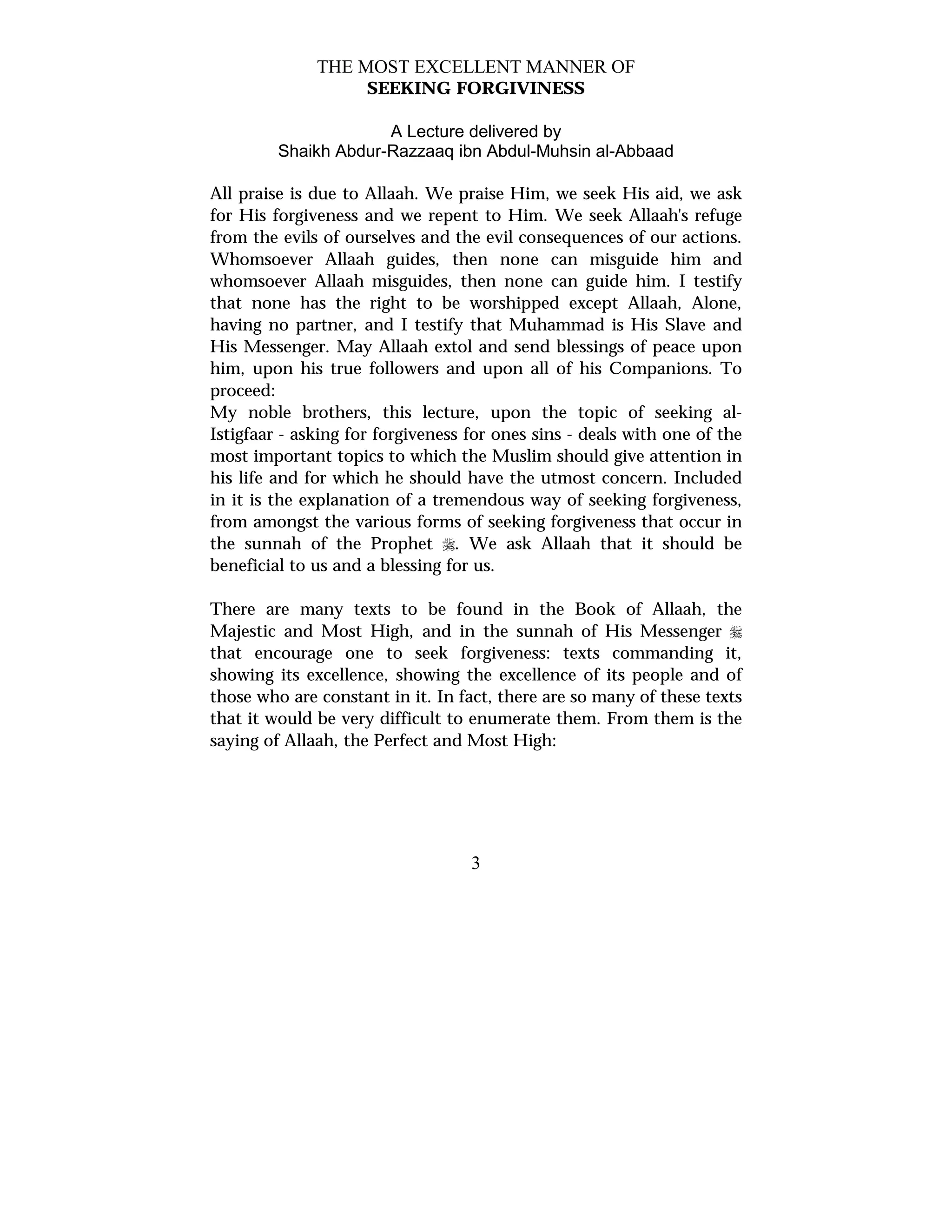 Seeking Forgiveness | PDF