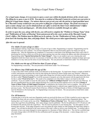 Seeking A Legal Name Change For A Legal Name Change | PDF