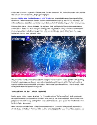Experience the Spectacular London New Year Eve Fireworks 2026 ...