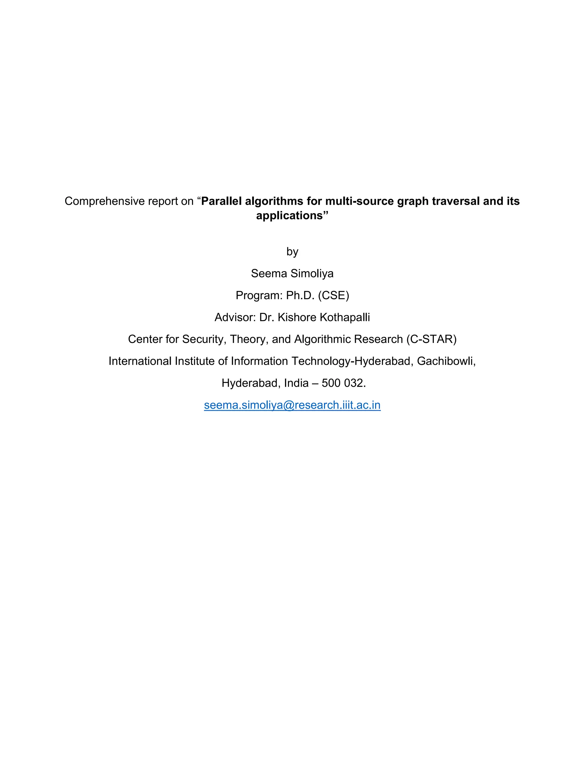 Parallel Algorithms For Multi Source Graph Traversal And Its