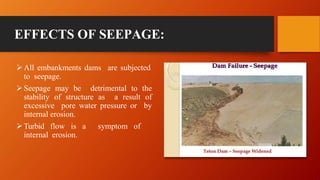Seepage in Earth Dams. | PPTX