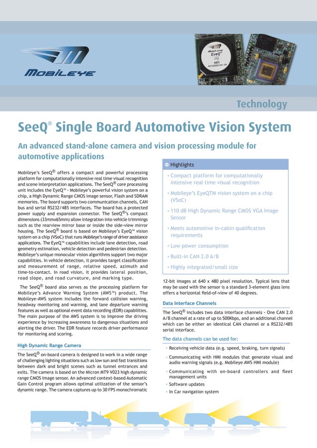 Mobileye SeeQ Brochure | PDF