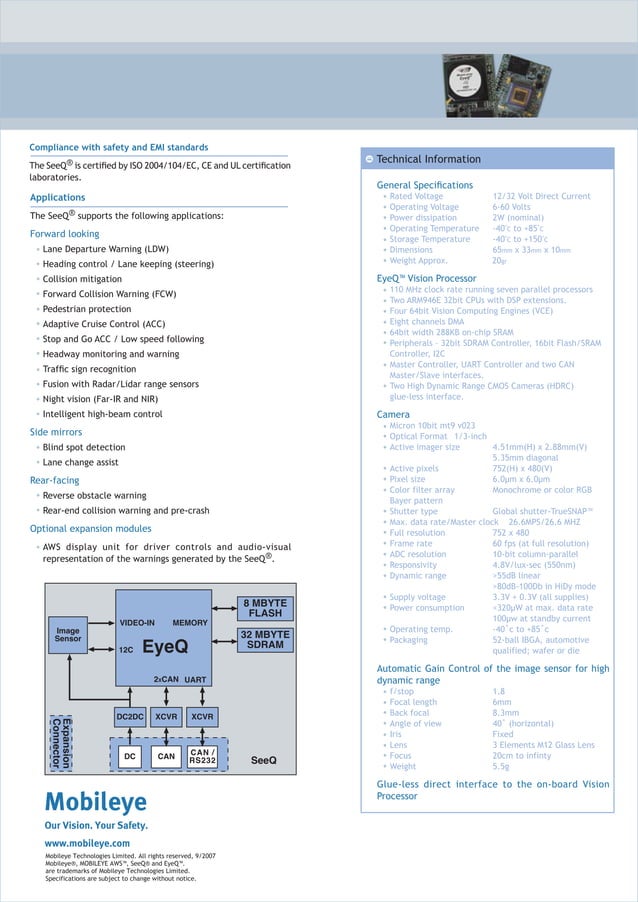 Mobileye SeeQ Brochure | PDF