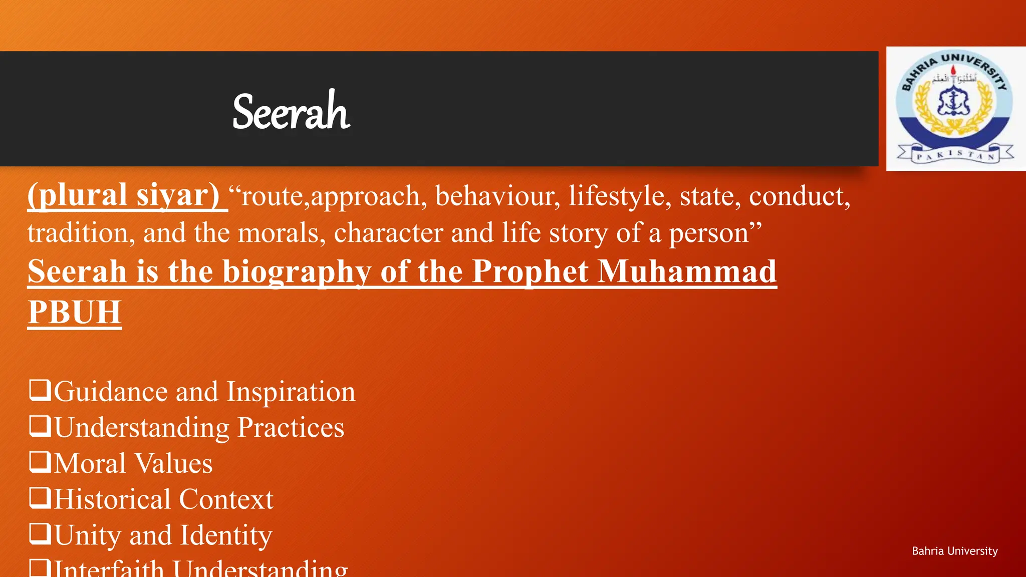 SEERAH & ITS PHASES OF EVOLUTION. Dat collection 1 hijra till current ...