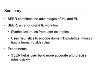SEER: Auto-Generating Information Extraction Rules from User-Specified ...