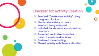 Using Seesaw for Kindergarten Assessment | PPTX