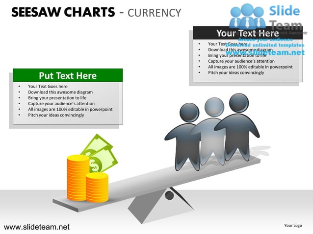 Seesaw charts comparision money currency powerpoint presentation templates.
