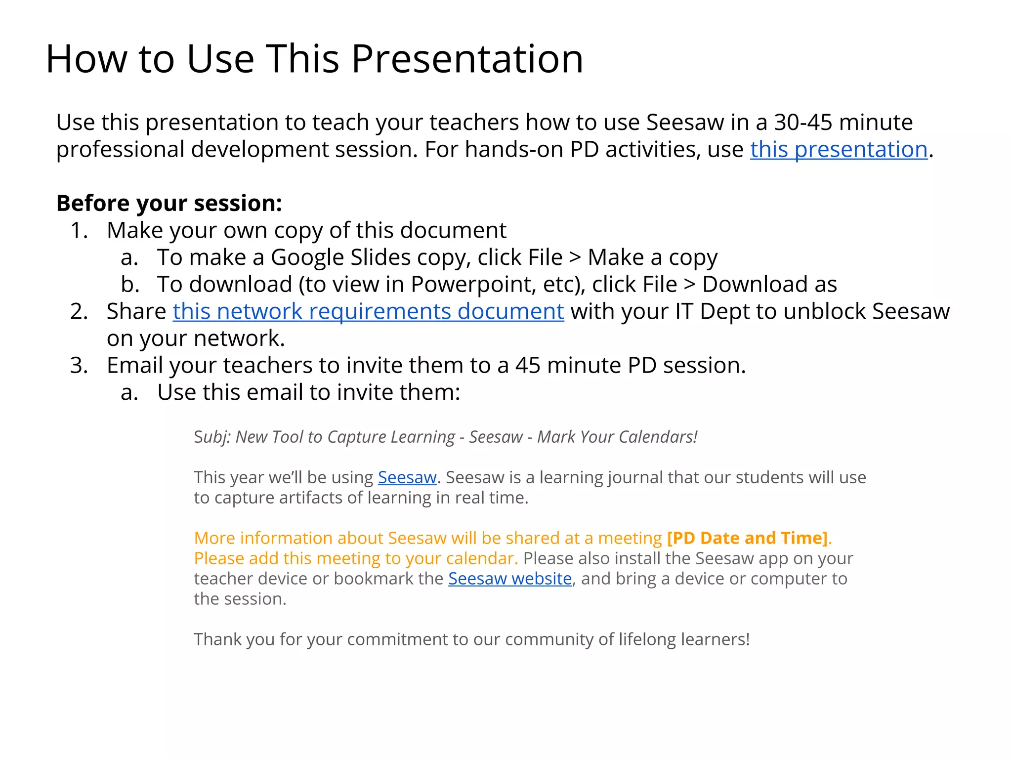 Seesaw overview presentation | PPTX