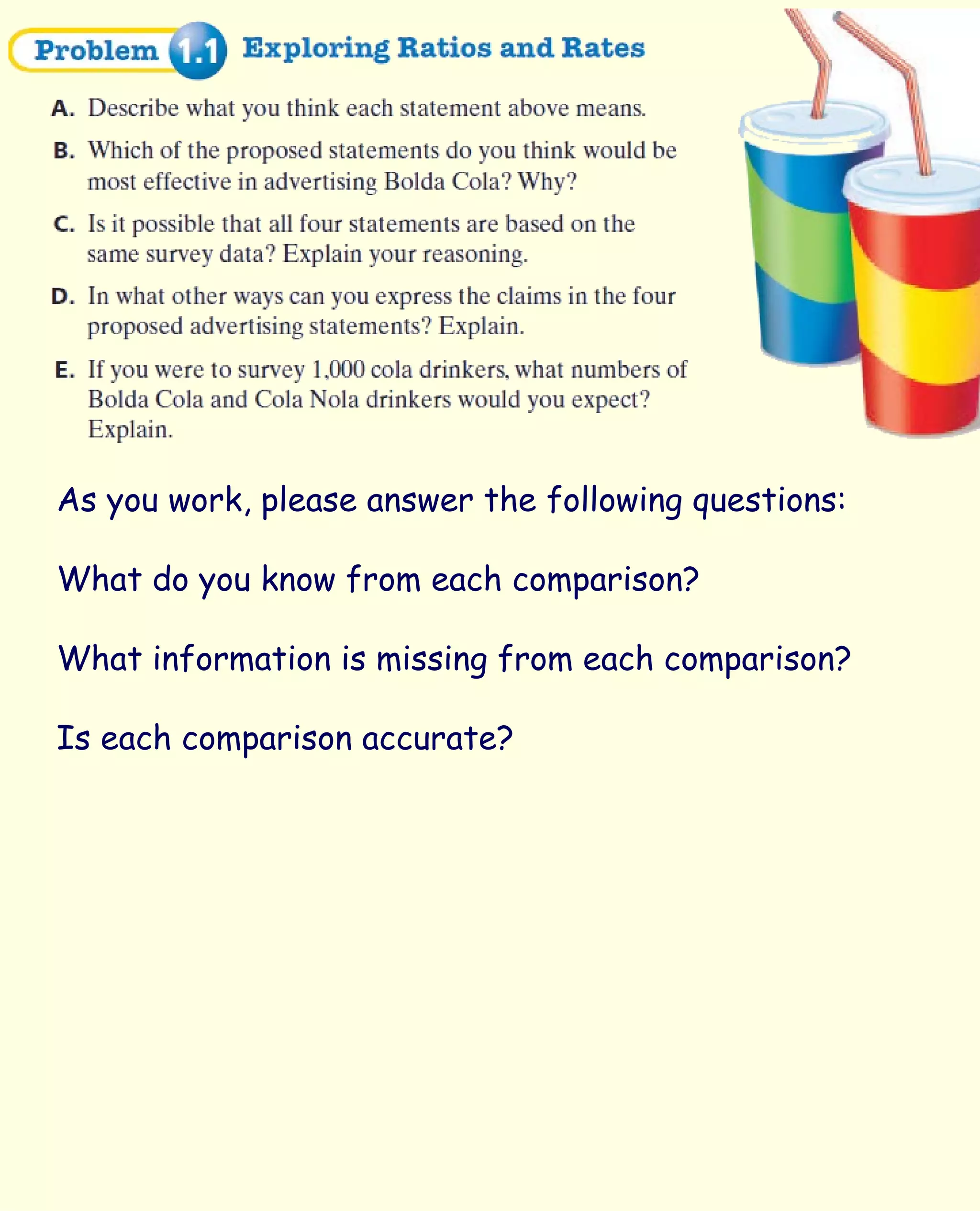 Comparing & Scaling Problem 1.1 Hex | PPT