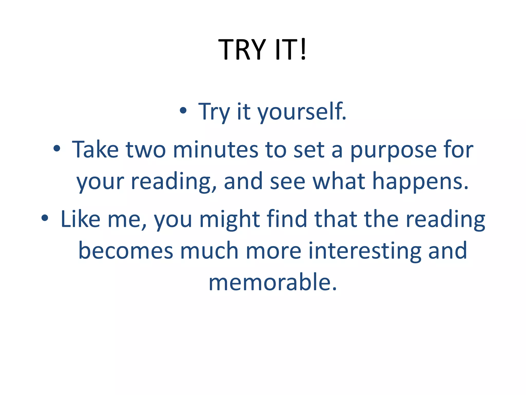 Setting A Purpose For Reading | PPTX