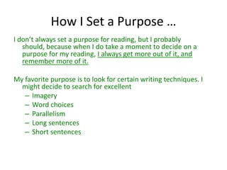 Setting A Purpose For Reading | PPTX