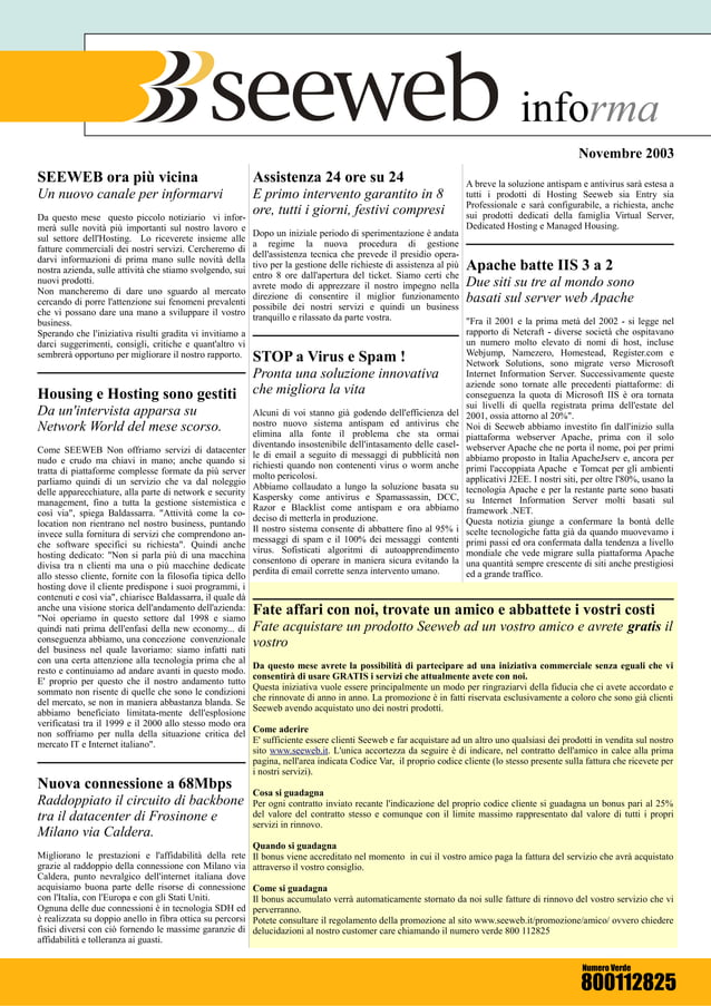 Seeweb informa (novembre 2003) | PDF