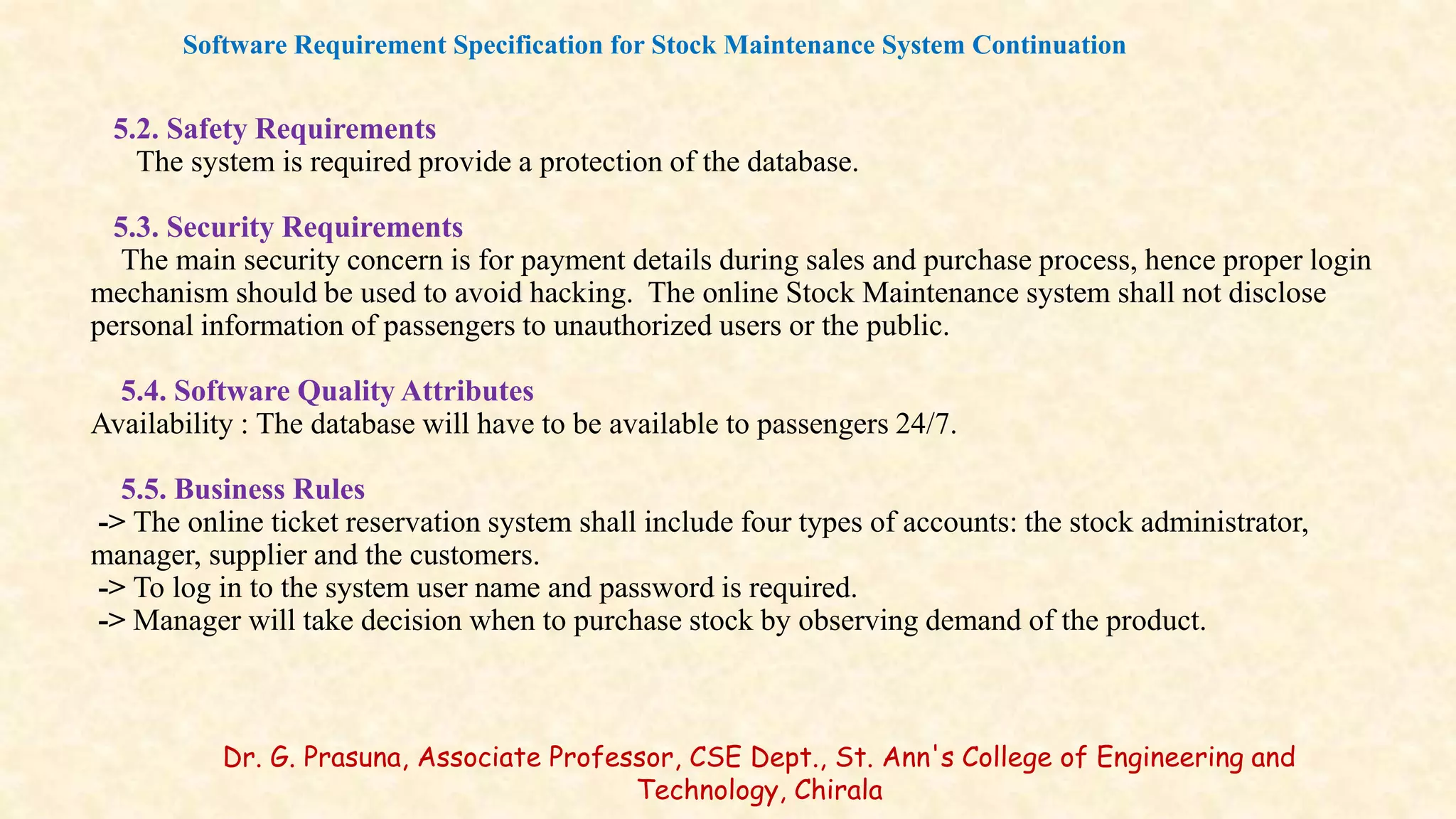 Stock Maintenance System-Problem Statement, SRS, ERD, DFD, Structured ...
