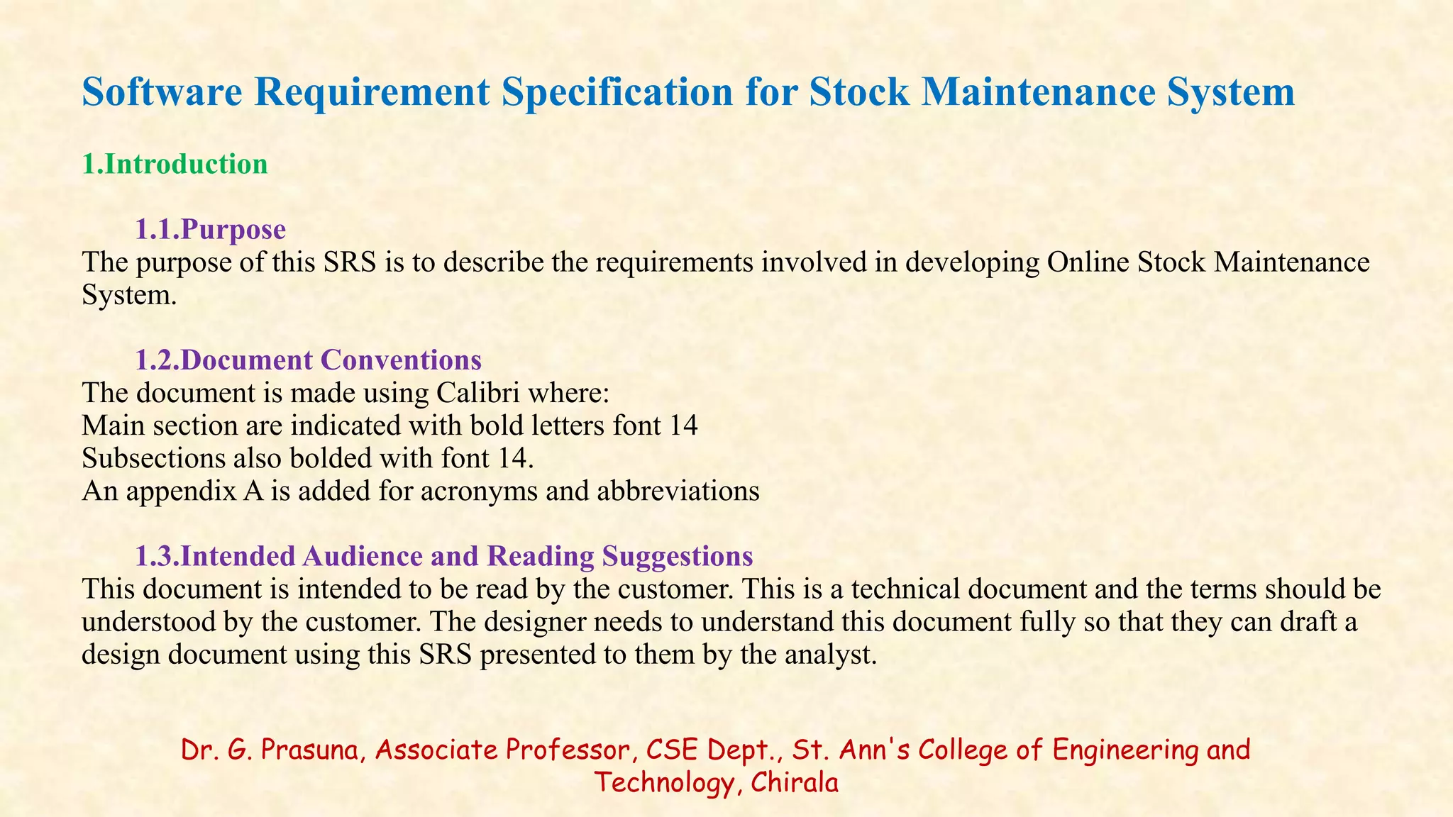 Stock Maintenance System-Problem Statement, SRS, ERD, DFD, Structured ...