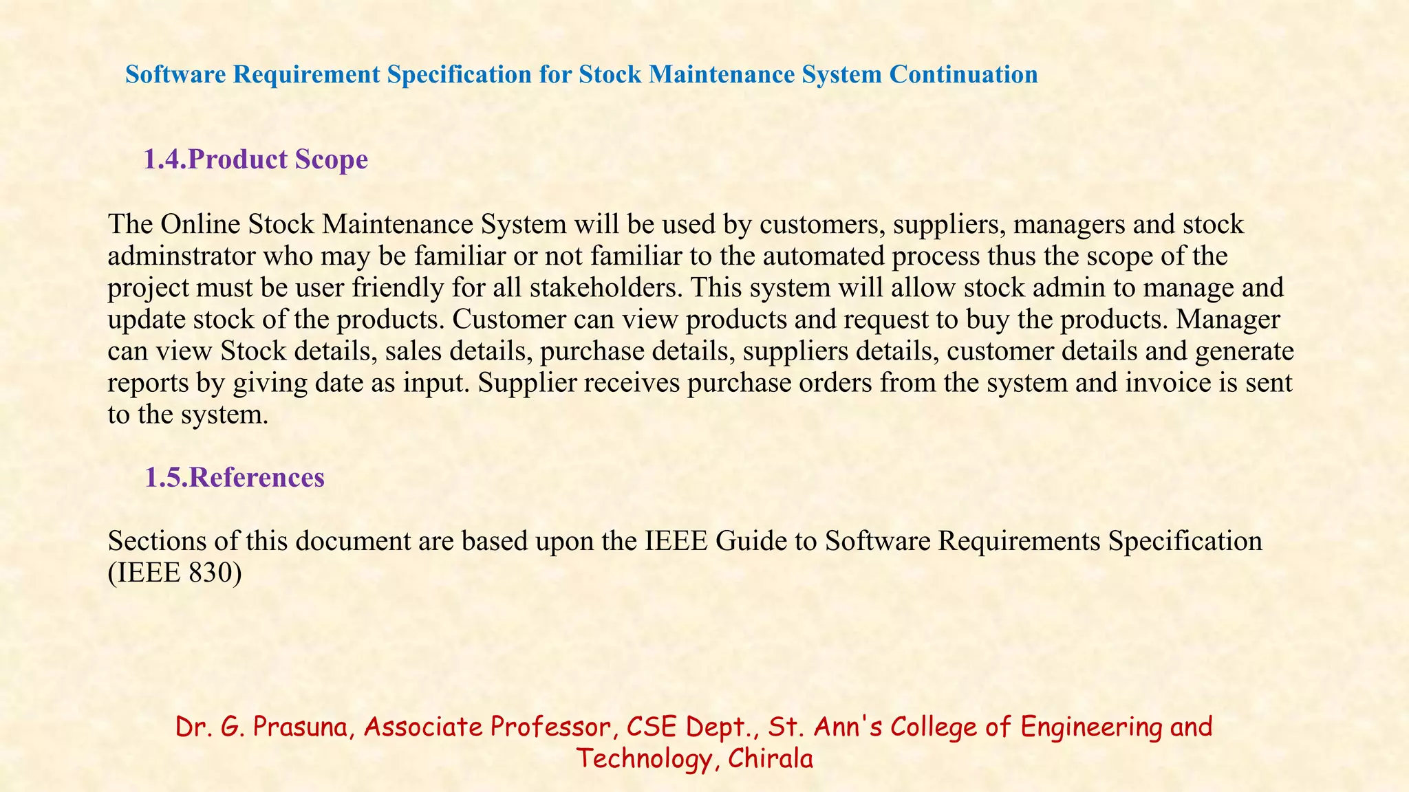 Stock Maintenance System-Problem Statement, SRS, ERD, DFD, Structured ...