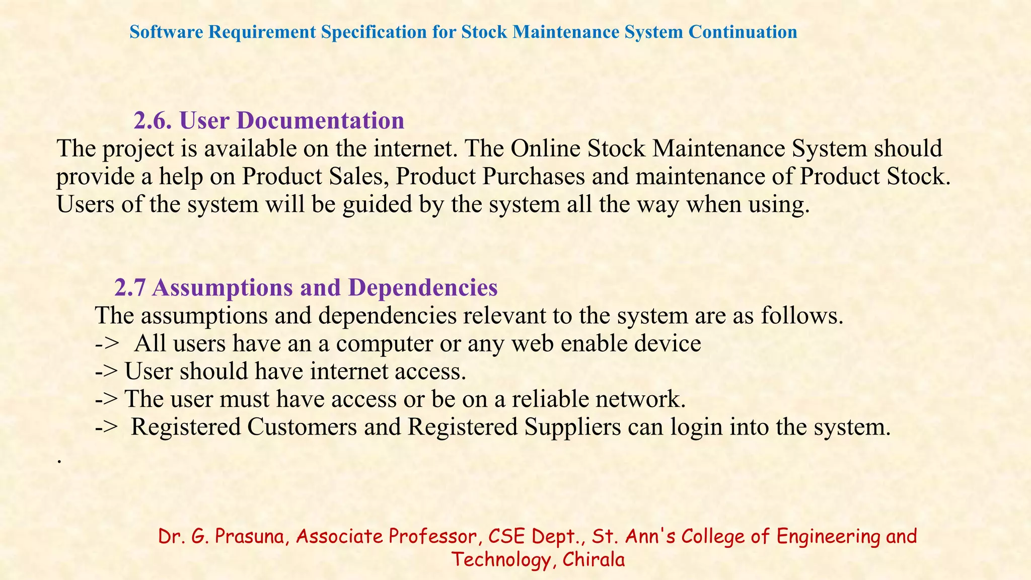 Stock Maintenance System-Problem Statement, SRS, ERD, DFD, Structured ...