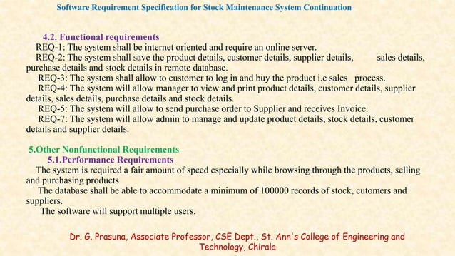 Stock Maintenance System-Problem Statement, SRS, ERD, DFD, Structured ...