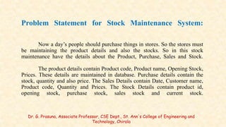 Stock Maintenance System-Problem Statement, SRS, ERD, DFD, Structured ...