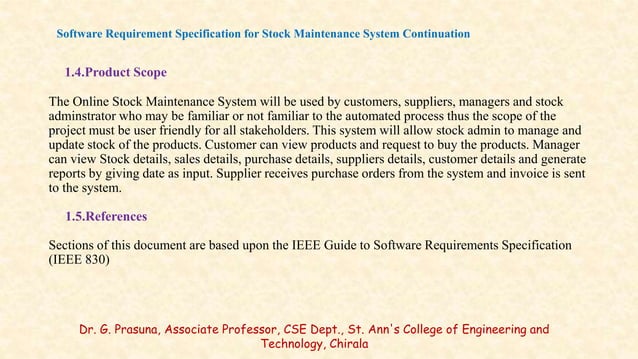 Stock Maintenance System-Problem Statement, SRS, ERD, DFD, Structured ...