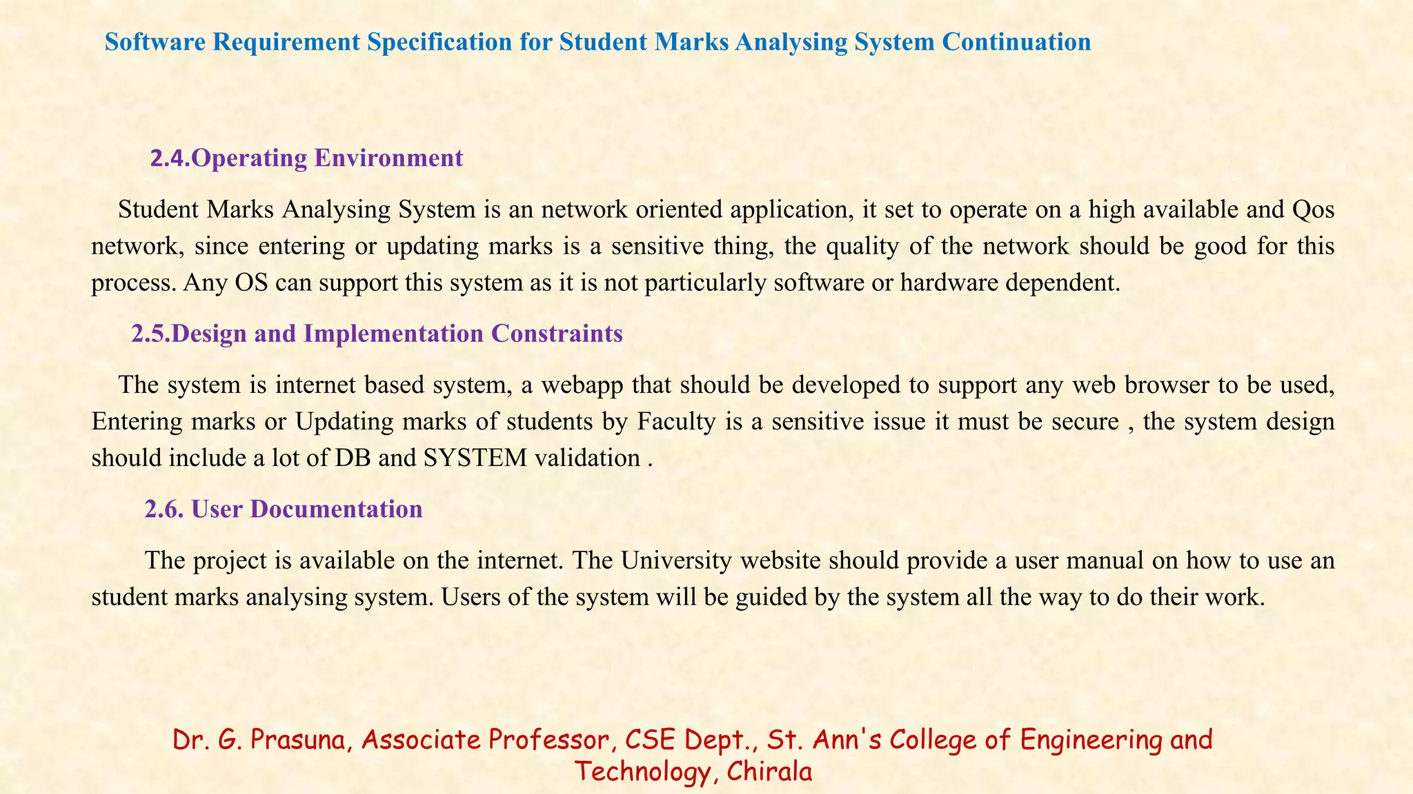 Student Marks Analyzing System-Problem Statement, SRS, ERD, DFD, Structured Chart | PPSX