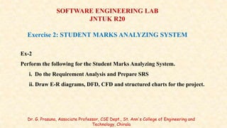 Student Marks Analyzing System-Problem Statement, SRS, ERD, DFD, Structured Chart | PPSX