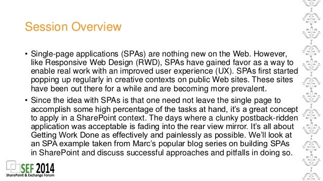 SEF 2014 - Single-Page Applications (SPAs) in SharePoint Using SPServices