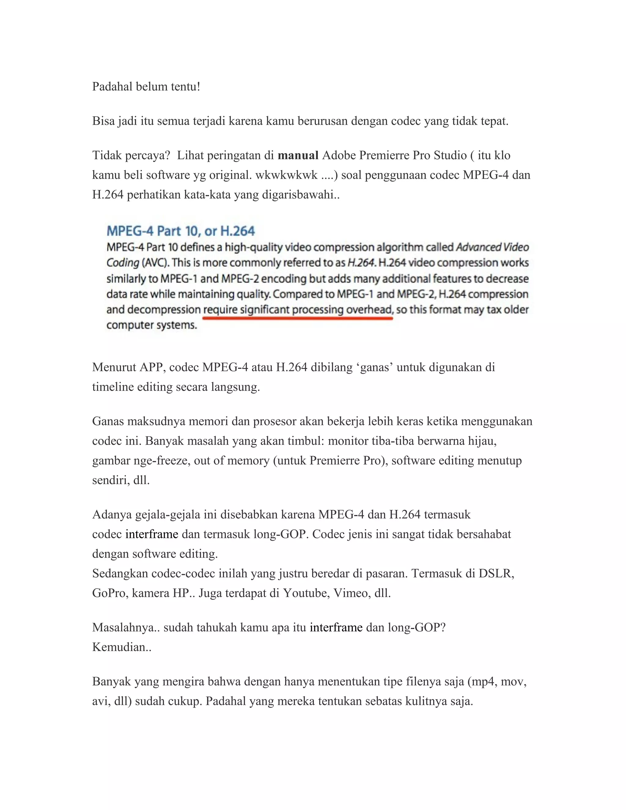 Segala hal tentang codec yang wajib diketahui setiap videografer dan editor | PDF