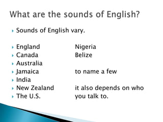 Segmental aspects of pronunciation | PPSX