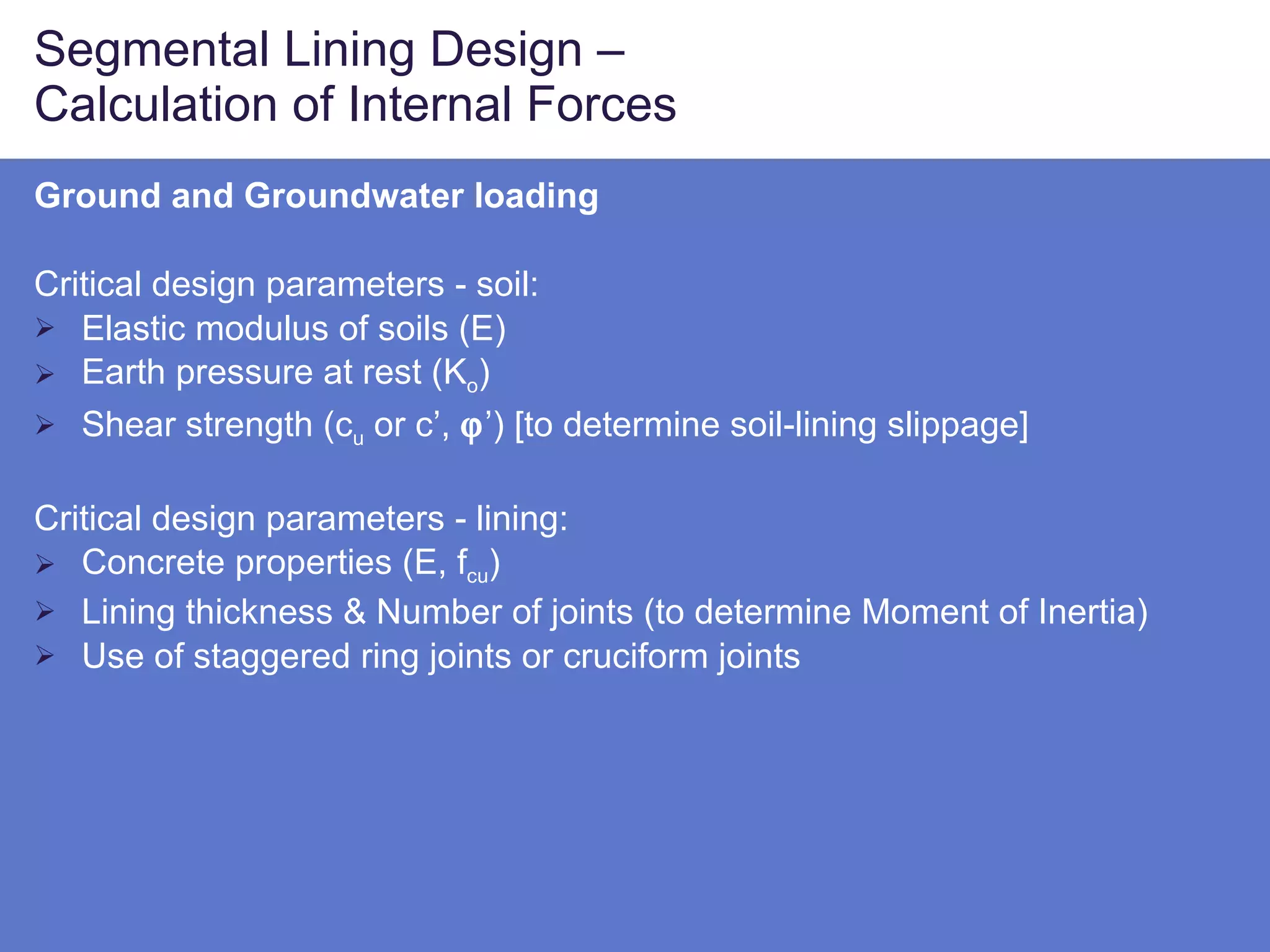 Segmental Lining Design Presentation | PPT