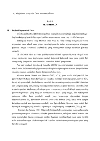 Pengantar Manajemen Segmentasi pasar | DOCX