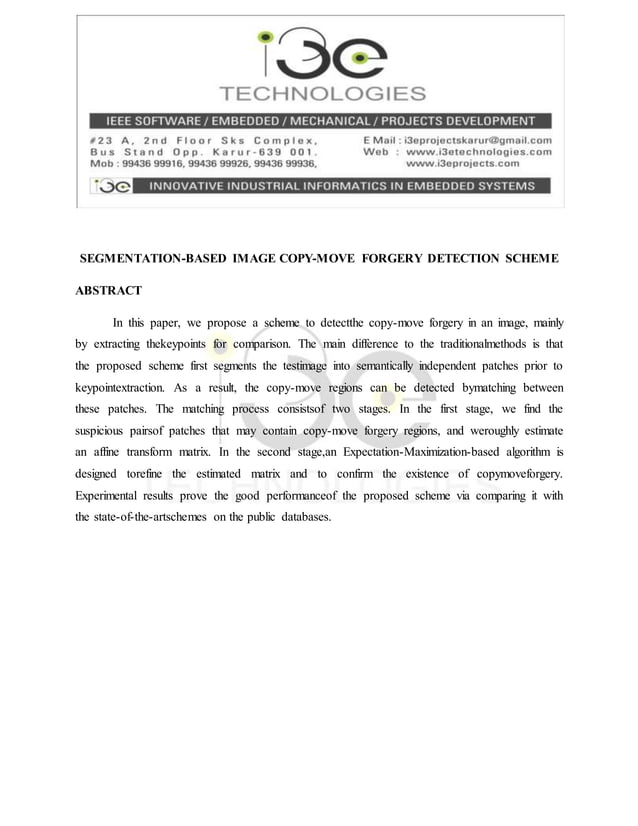 Segmentation based image copy-move forgery detection scheme | PDF