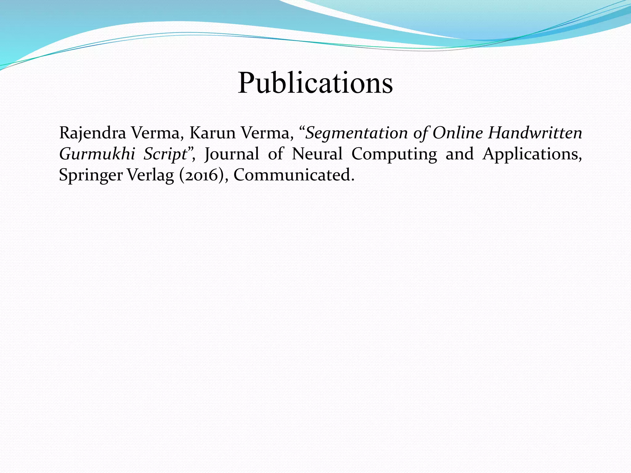 Segmentation And Recognition Of Handwritten Gurmukhi Script Pptx Web Development Internet