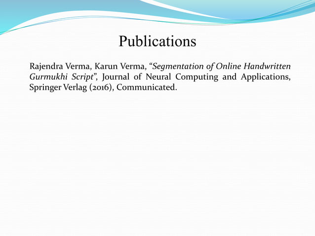 Segmentation And Recognition Of Handwritten Gurmukhi Script Pptx