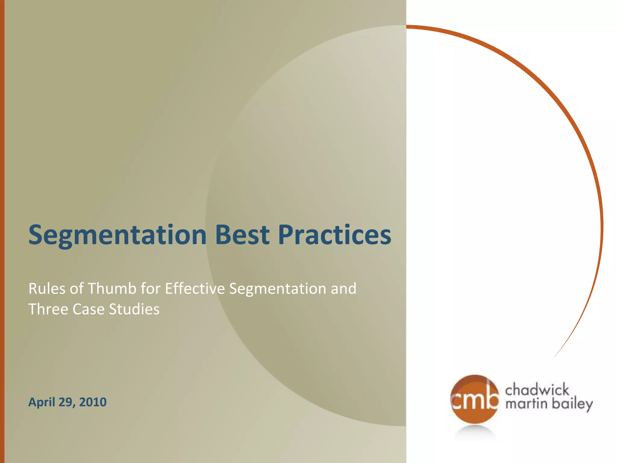 Segmentation Best Practices Ppt