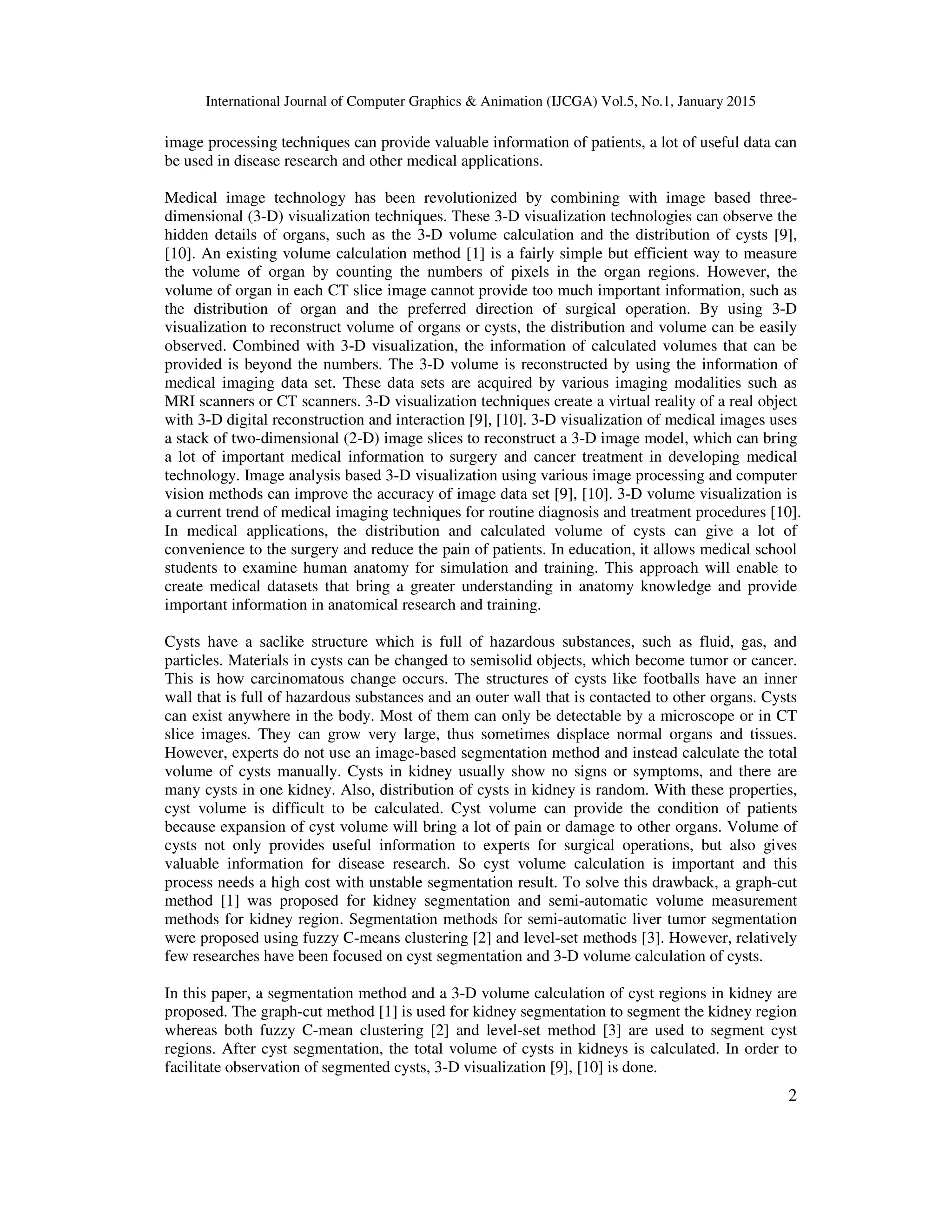 Segmentation of cysts in kidney and 3 d volume calculation from ct ...