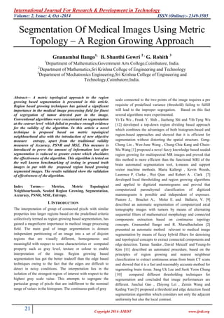 Segmentation of medical images using metric topology – a region growing approach | PDF | Photo ...