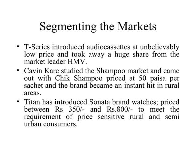 Segmentation Of Rural Market | PPT