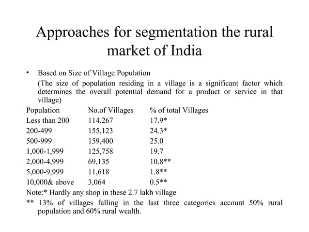 Segmentation of rural marketing | PPT