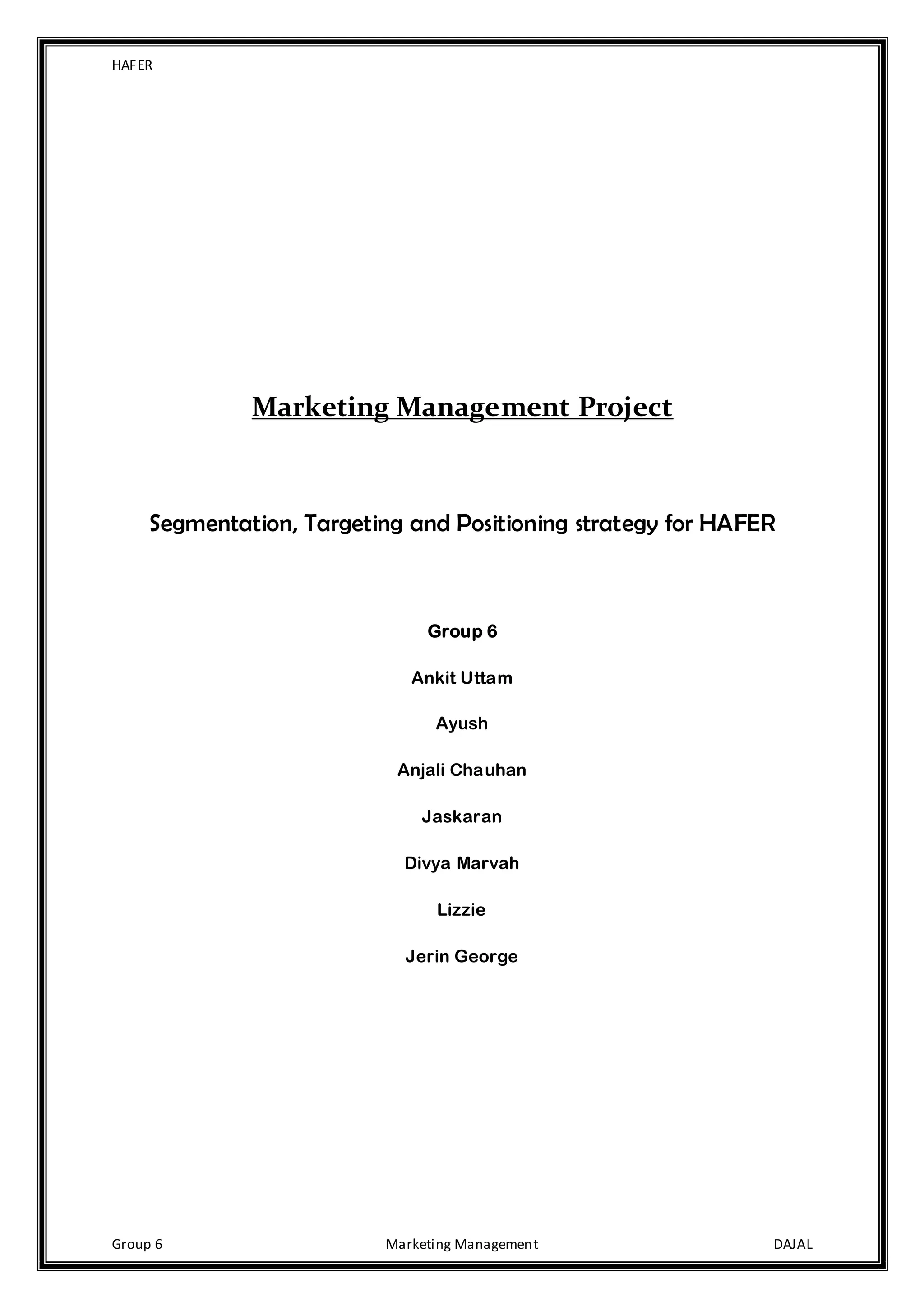 Segmentation, targeting and positioning strategy for HAFER | PDF